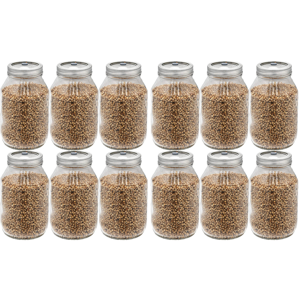White Milo Bulk Substrate Jars – 12-Pack – Out Grow